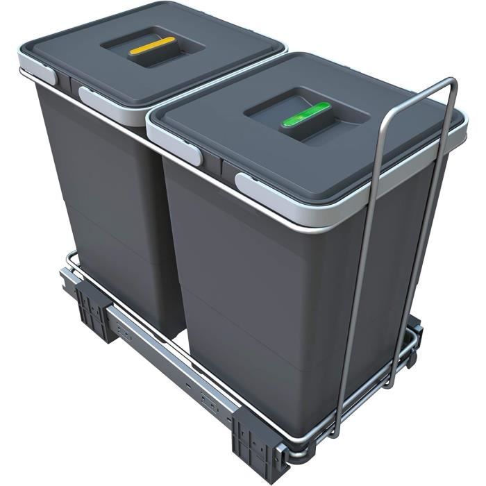 Ecofil Pf01 34 A2 Poubelle De Tri Sélectif Extractible Pour Base, Plastique Et Métal, Gris, 23 X ...