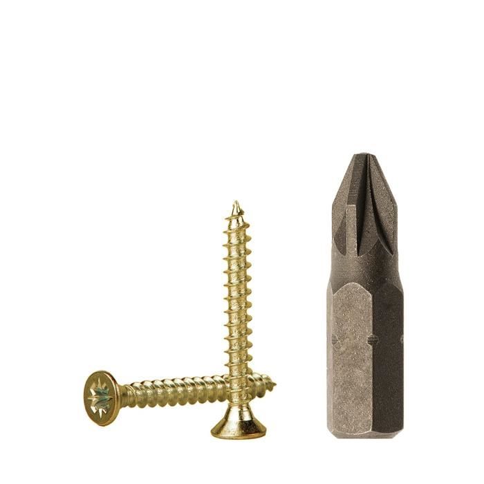 Lot De 500 Vis À Bois En Acier Zingué Jaune 2,5 X 20 Mm Vis À Bois ...