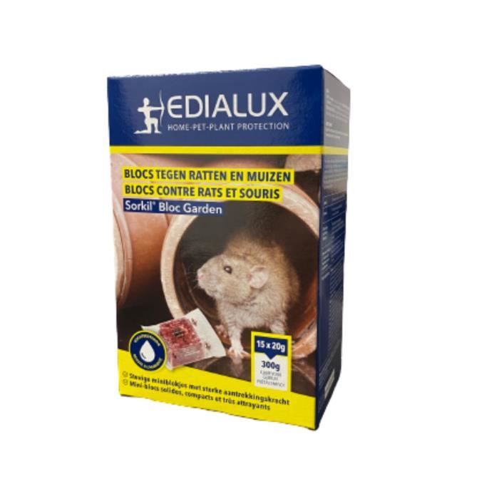 15 blocs d'appât de 20 grammes contre les rats et les souris, Sorkil ...