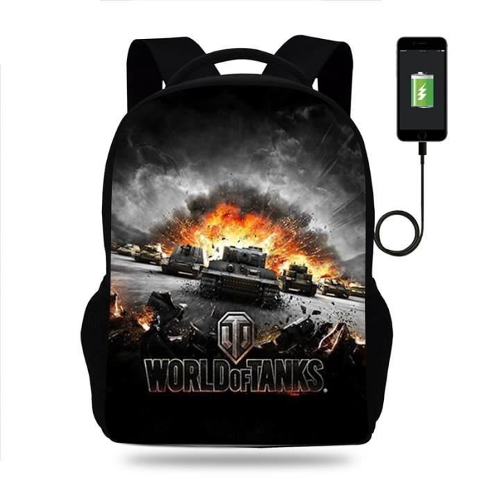 Game World Of Tanks Backpack Boys Girls School Bags Teenager USB Charging Daily Travel Backpack ...