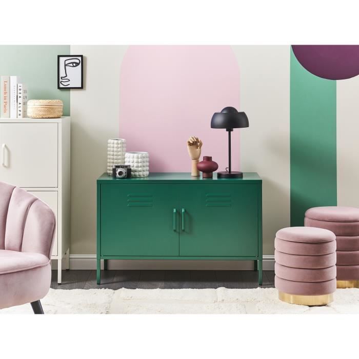 Buffet en métal vert 2 portes URIA - Cdiscount Maison