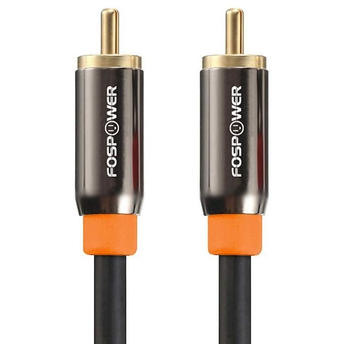 Câble Coaxial RCA 1,80m Audio Numérique avec Fiche Jack Plaqué Or 24K ...