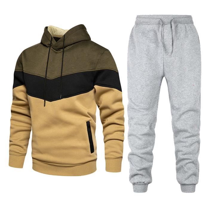 Survêtement Homme Ensemble 2 Pièces Casual Manches Longues Ensemble de Sport Coton Training ...