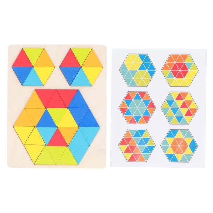 Puzzle Hexagonal en bois - OMABETA - Jeu de forme et de coordination ...