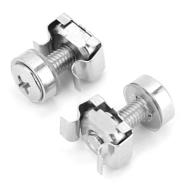 Happy-Écrou cage Kit d'assortiment de vis et d'écrous à cage pour rack d'armoire réseau 20pcs M5 ...