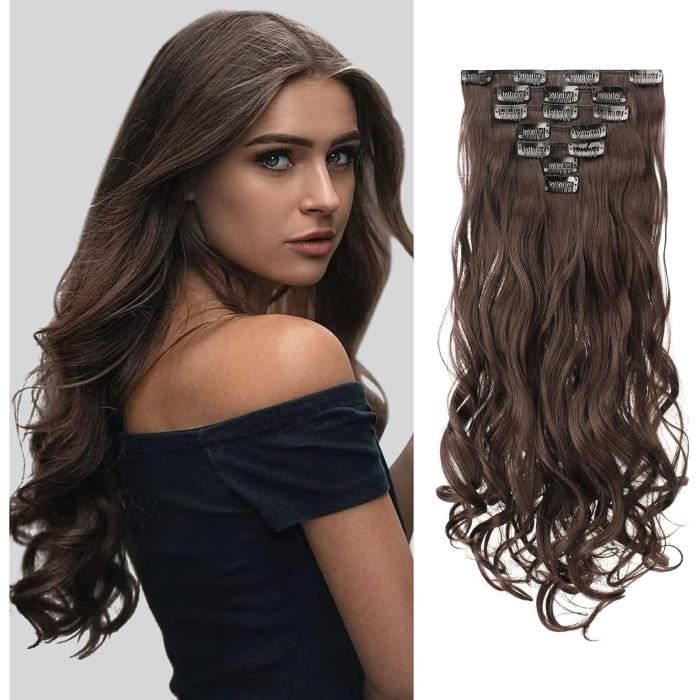Extension a Clip Cheveux Naturel, 50 cm Extension Cheveux Bouclés 7 Pcs ...
