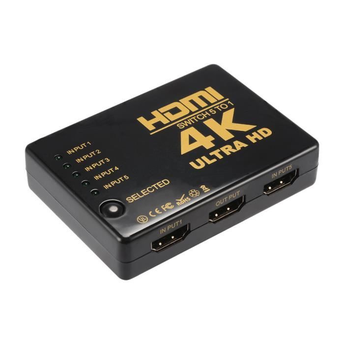 XCSOURCE 5 ports HDMI Switcher 1080 P Full HD 4K Vidéo Commutateur 5In ...
