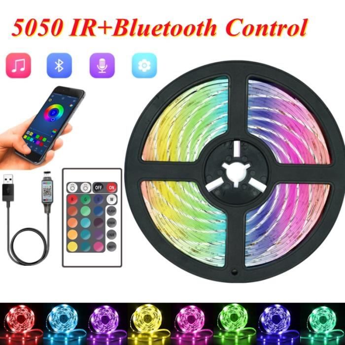 BANDE LED,5050 IR Bluetooth-1m--Bande lumineuse LED WS2812B, 1M 30M DC 5V USB, Flexible, ruban ...