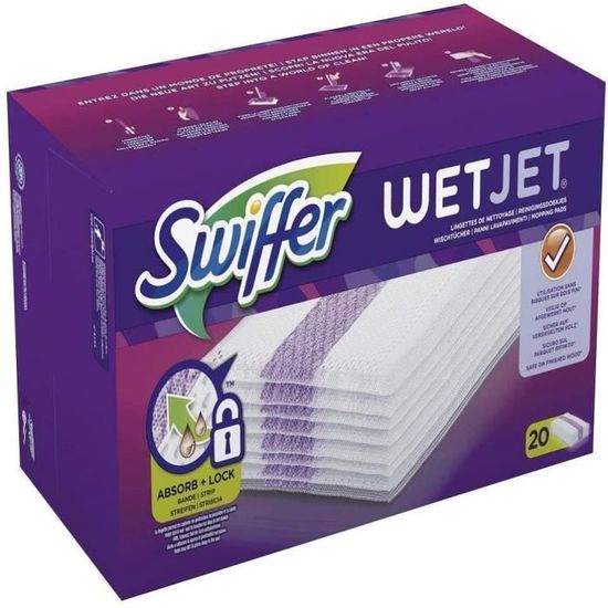 Swiffer WetJet Balai Spray Recharges Lingettes Pour Tous Types De Sols ...
