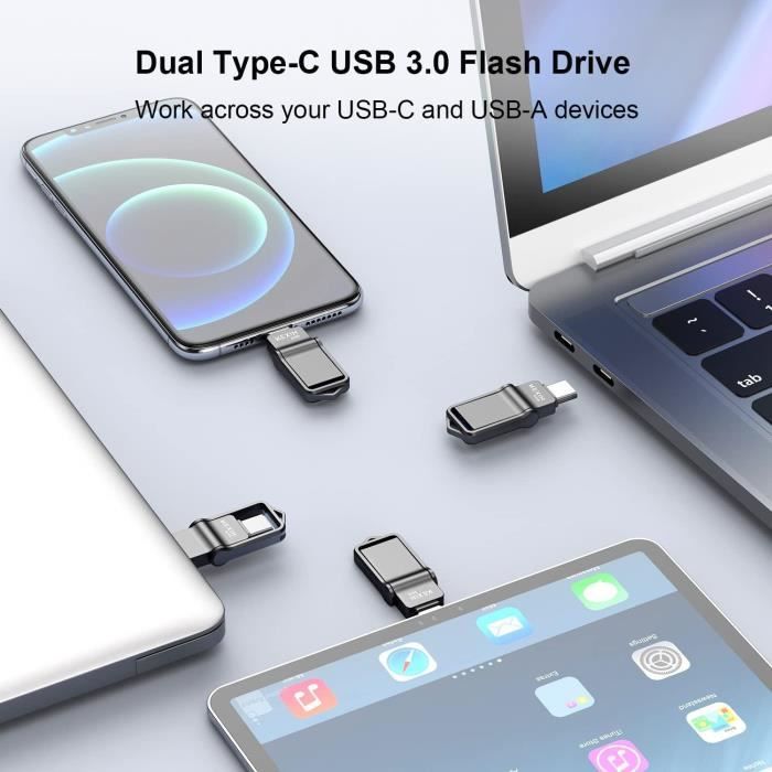 Clé USB Type C 64Go Mini Cle USB 3.0 64 Go Dual OTG Métal Étanche 2 en 1 Clef Memory Stick pour ...