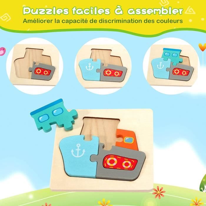 Puzzle en Bois - Montessori - 8 Pièces - Animaux - 2 Ans - Jouet ...
