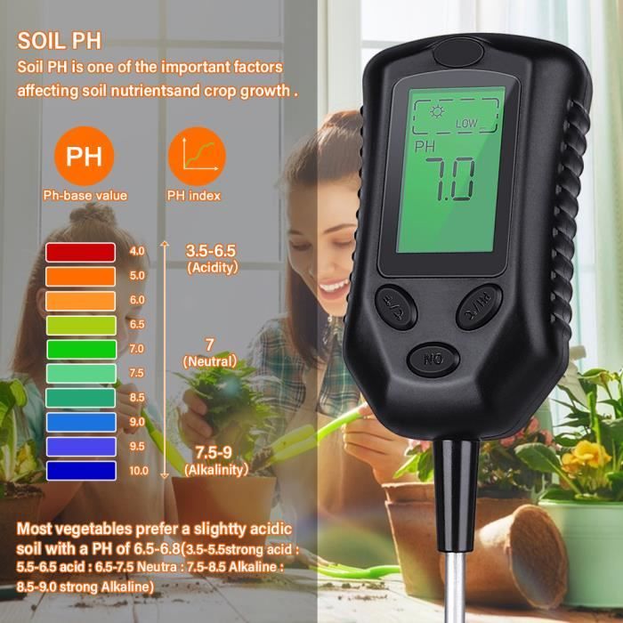 Mesure-controle,Humidimètre de sol 4 en 1, capteur d'humidité, de PH, d ...