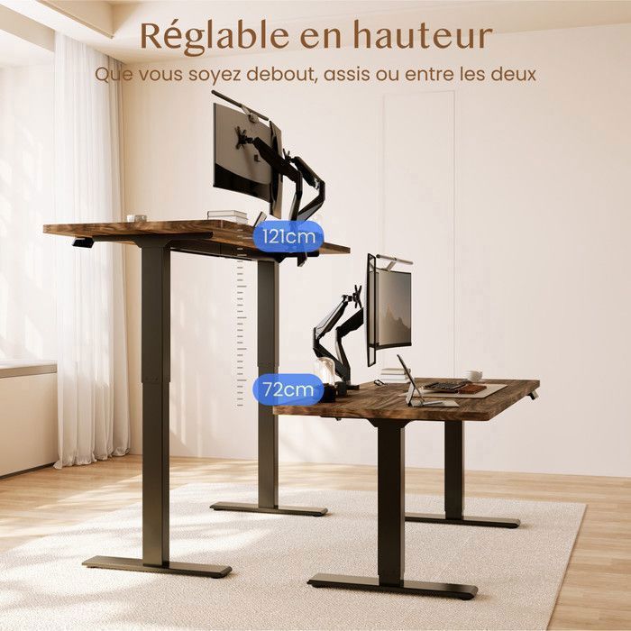FlexiSpot QB2 Bureau Assis Debout 180 x 80 cm avec 2 Moteurs Puissants ...
