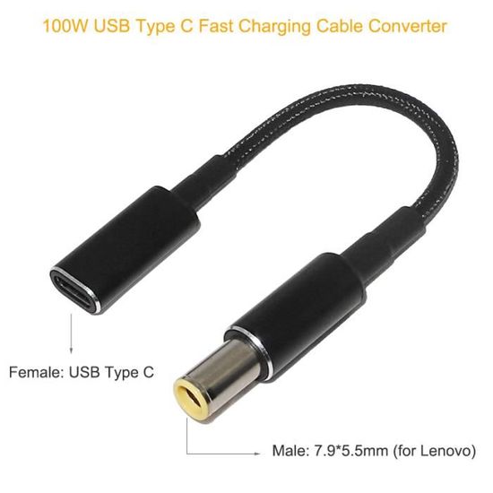 Câble de charge rapide 100W USB Type C PD pour Lenovo ThinkSub T61 T60 ...