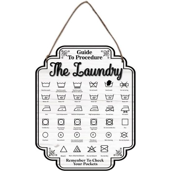 Laundry Panneau Mural En Bois Blanchisserie, Guide De La Lessive Plaque ...