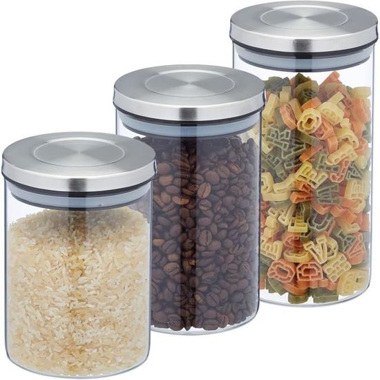 Lot de 3 bocaux en Verre, Couvercle Bocal Conservation, Trois Tailles ...