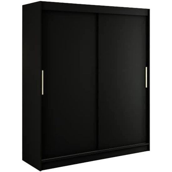 Armoire de Chambre KAIR T Noir 180 avec tiroirs avec 2 Portes ...