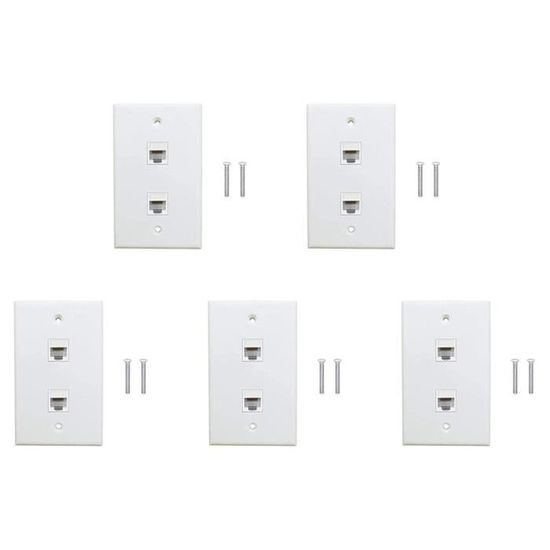 Lot de 5 Plaque Murale Ethernet 2 Ports, Prise Murale Cat6 à RJ45 ...