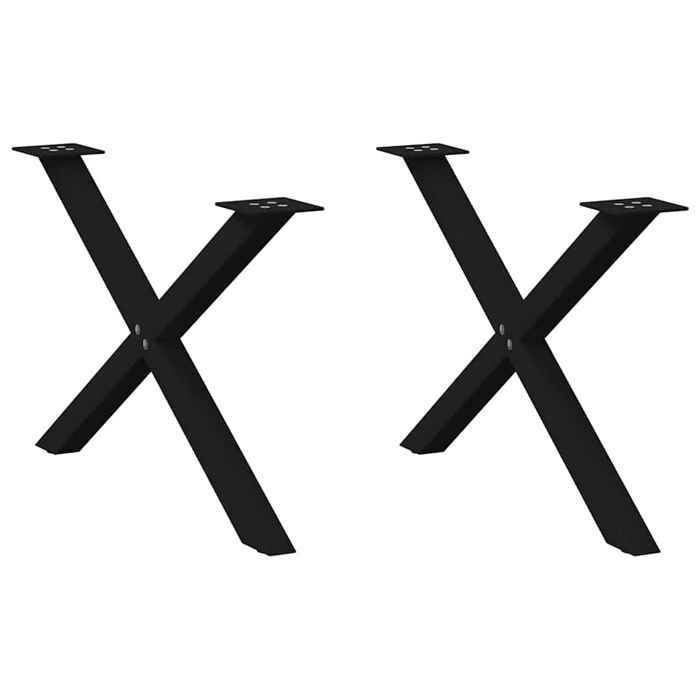 VidaXL Pieds de table basse en forme de X, 2 pièces, noir, 70 x (42-43 ...