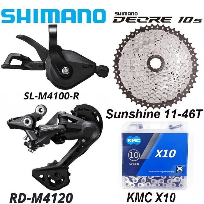Kit Shimano Deore M4100 1x10 Vitesses SL-R/RD, Cassette Sunshine 11-46T ...