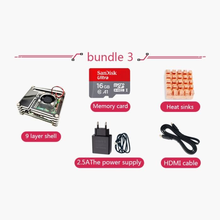 RPI 3ap Bundle 3 - Raspberry Pi 3 Modèle A + Plus 4 Cœurs, Cpu, 512 Mo ...