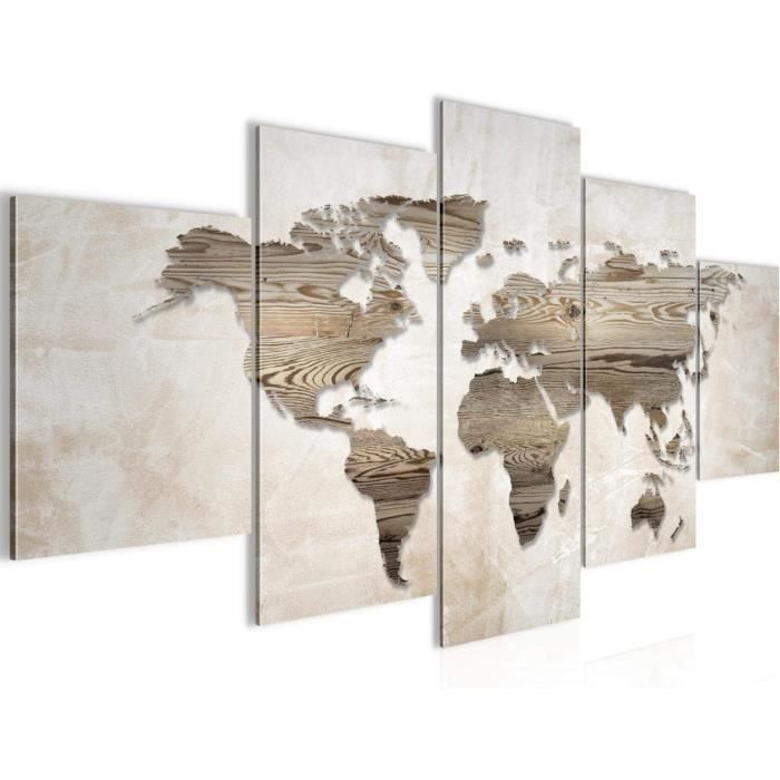 Tableau Carte Du Monde 200 X 100 Cm 5 Parties Xxl Decoration Murale ...