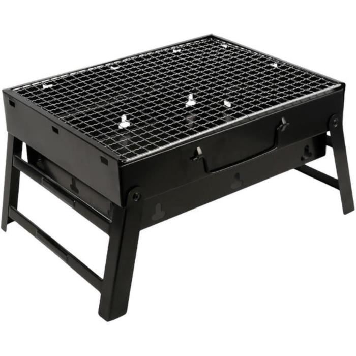 Barbecue Pliable Portable Compact À Charbon De Bois 35 X 27 X 6 Cm Noir ...