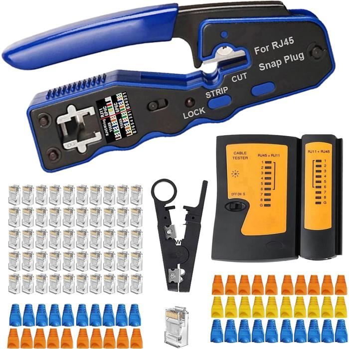 Pince à sertir RJ45 Testeur de cerclage de câble réseau, RJ45 RJ11 Cat5 ...