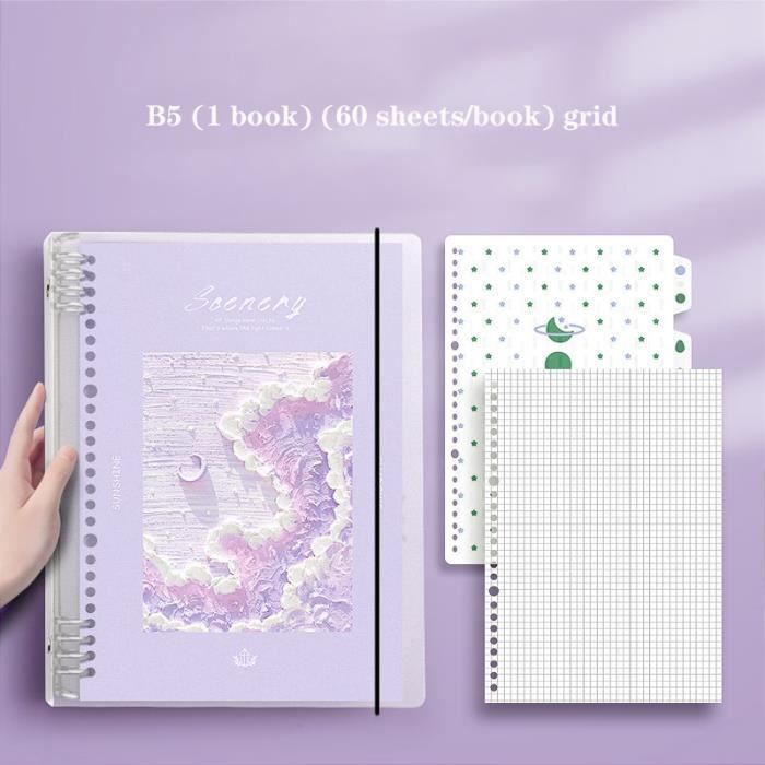 B5 - Grille F - Carnet de notes à feuilles mobiles, amovible, Simple ...