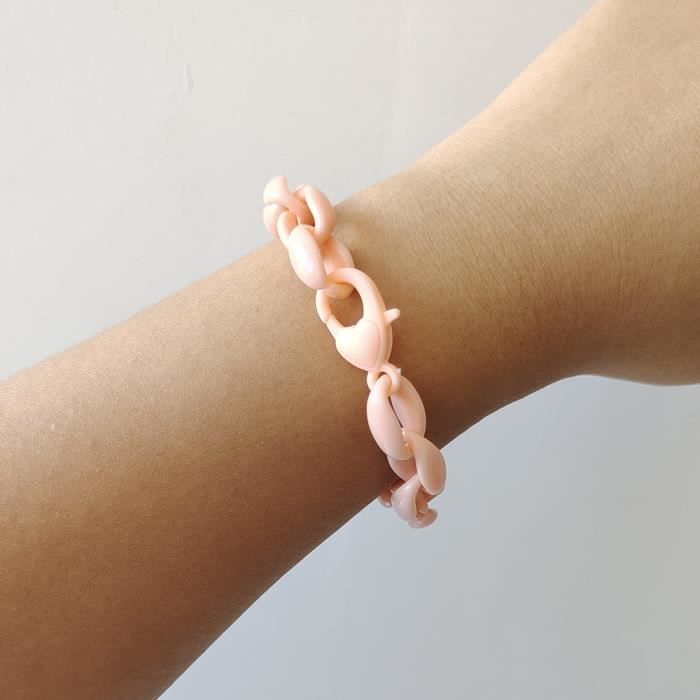 Rose orangé - ZX Bracelet en chaîne acrylique Simple et brillant pour ...