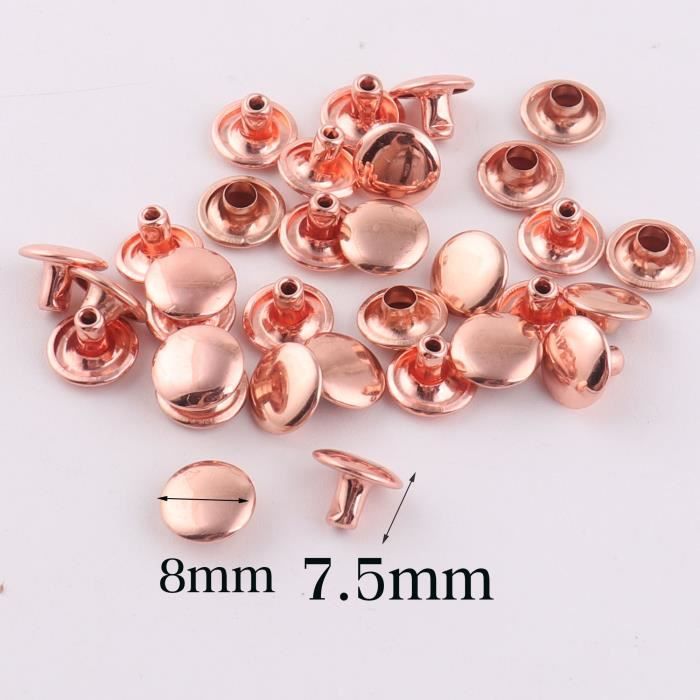 7.5MMX8MM -Ensemble de 100 Rivets à Double capuchon,Rivets ronds en or ...
