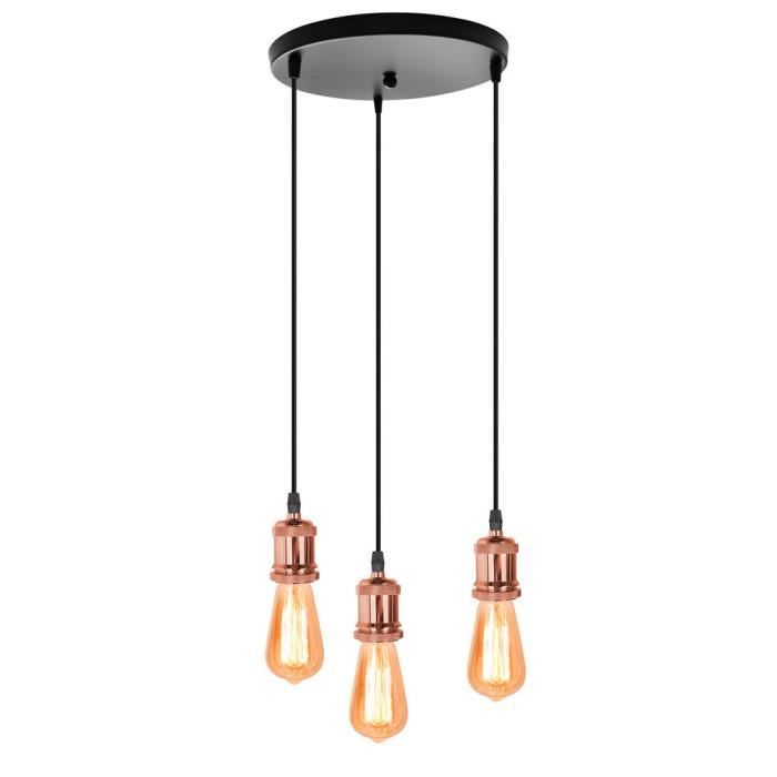 EXBON Suspension Lumiaire Industrielle en Disque 3 Lumières Rétro ...