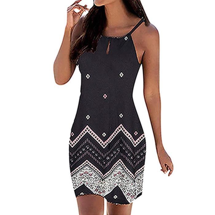 Robe Femme Ete Chic Et Élégante Sexy Sans Manches Robe De Vintage Retro ...