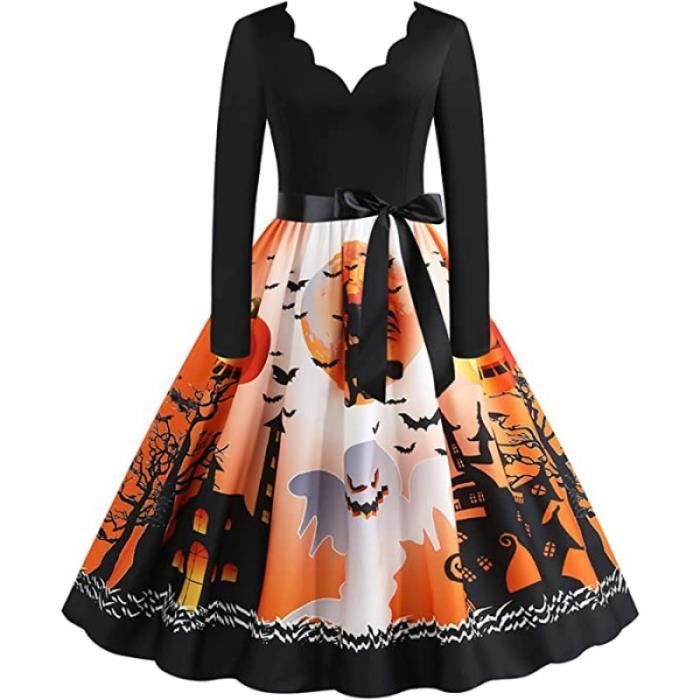 Robe Halloween Citrouille Scènes Cosplay Fête Costume - Orange - Femme ...