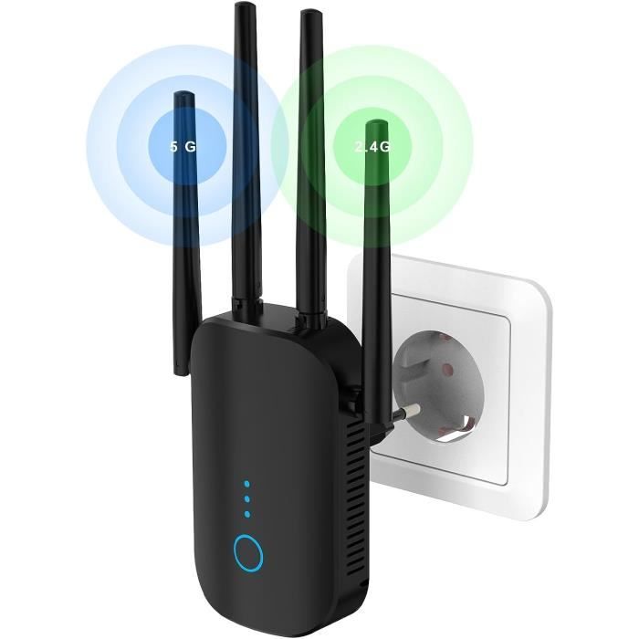 Répéteur WiFi Puissant 1200Mbps Amplificateur WiFi 5GHz & 2.4GHz WiFi ...
