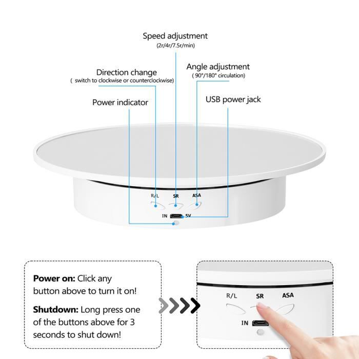 Table Tournante Rotative électrique - ALLONSCD - 3 Vitesses - Rotatif ...