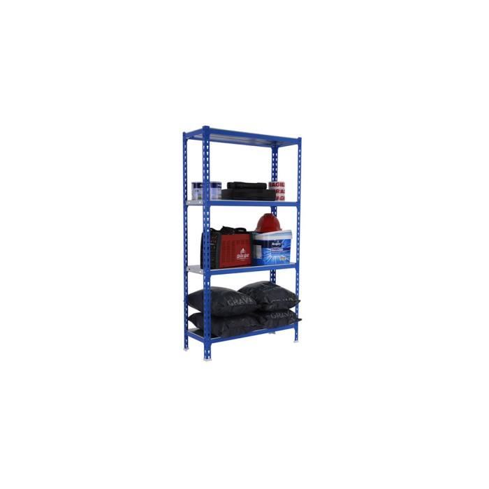 Étagère métallique 4 niveaux - 1500 x 900 x 400 mm - KIT SIMONCLICK - Bleu - Galvanisé ...
