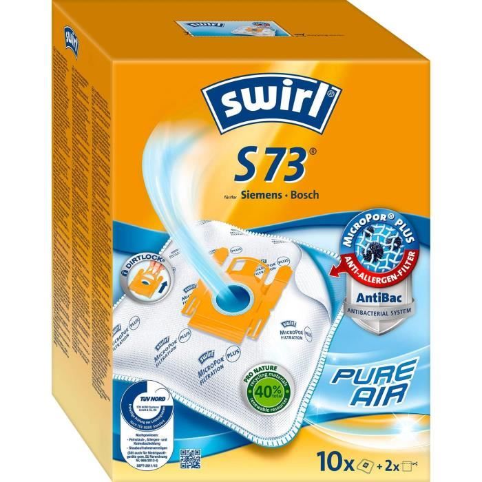 Swirl S73 Sac pour aspirateurs Siemens et Bosch Lot de 10466 ...