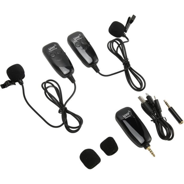 Microphones À Pince Sans Fil, Enregistrement De Téléphone Uhf Microphone Lavalier Sans Fil ...