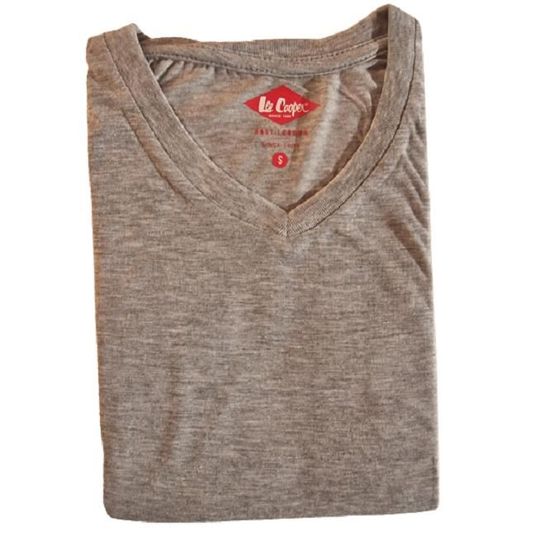 Lee Cooper T-shirt homme 100% coton Col V manches courte Gris Clair Gris Clair - Cdiscount Prêt ...