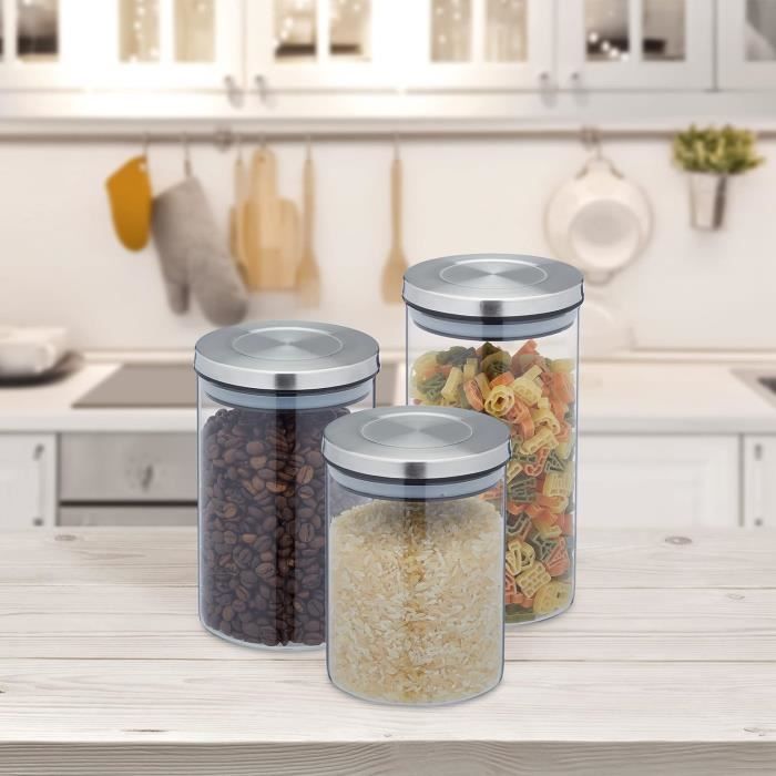 Lot de 3 bocaux en Verre, Couvercle Bocal Conservation, Trois Tailles ...