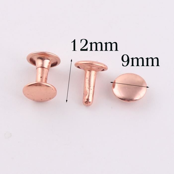 7.5MMX8MM -Ensemble de 100 Rivets à Double capuchon,Rivets ronds en or ...
