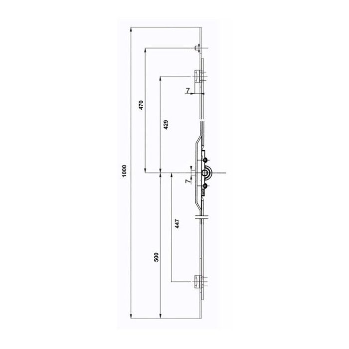 Crémone de coulissant simple pour verrou JET 7,5mm longueur 1600mm cote ...
