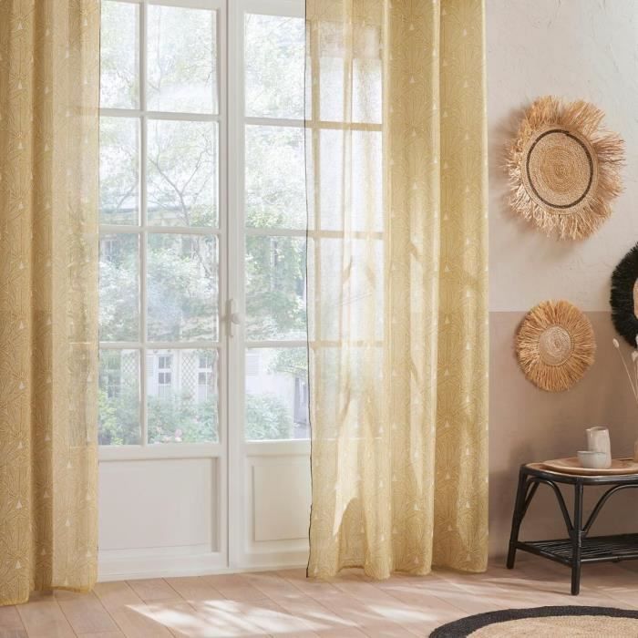 Voilage Fred cuba - 140 x 240 cm - Jaune ocre - Cdiscount Maison