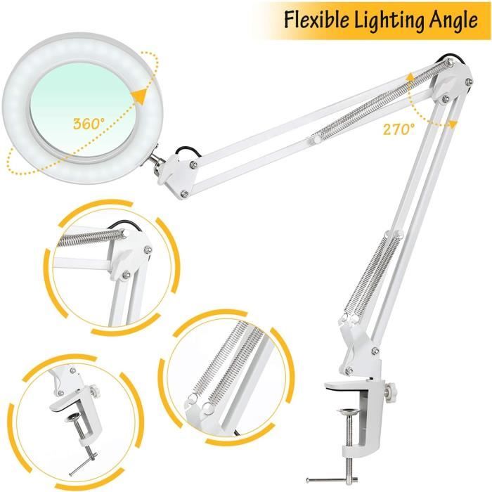 Lampe Loupe À Led Avec Pince, Lampe De Bureau 3 Couleurs Avec ...
