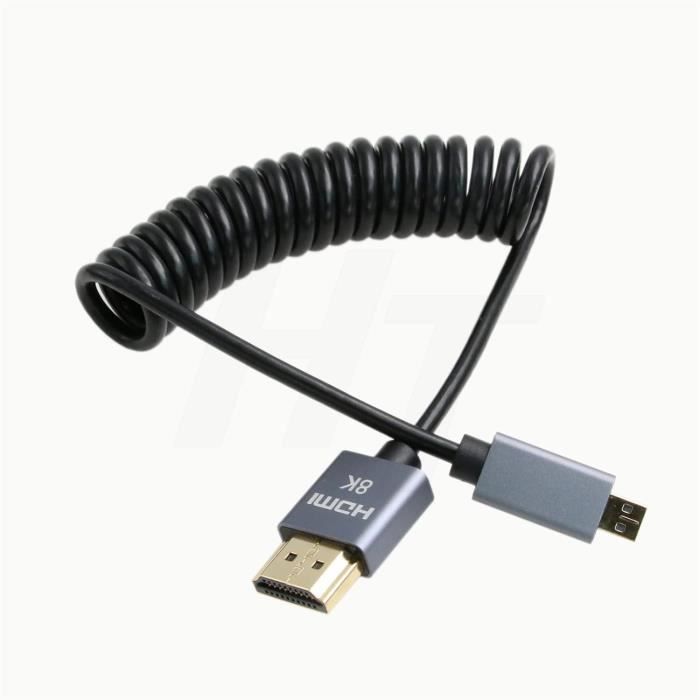 Câble spiralé Micro Hdmi vers HDMI standard 4K 8K 60 FPS adapté pour ...