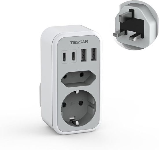 Adaptateur Prise Anglaise,6 En 1 Prise Uk,Adaptateur Type G France Vers ...