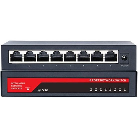 Commutateur réseau Gigabit 8 ports LAN RJ45 ports Fast Ethernet, commutateur réseau 10-100-1000 ...