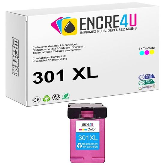 301XL ENCRE4U - Cartouche d'encre COULEURS 301 XL ( 500 pages - 22 ml ...