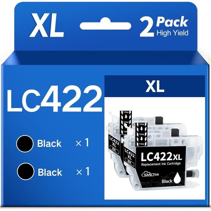 LC422 LC422XL Lot de 2 Cartouches d'encre compatibles avec Brother LC ...